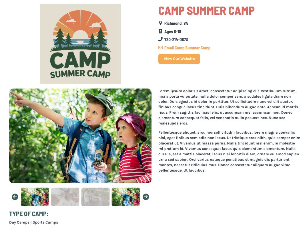 Listing Options - Virginia Summer Camp Virginia summer camp listing ...